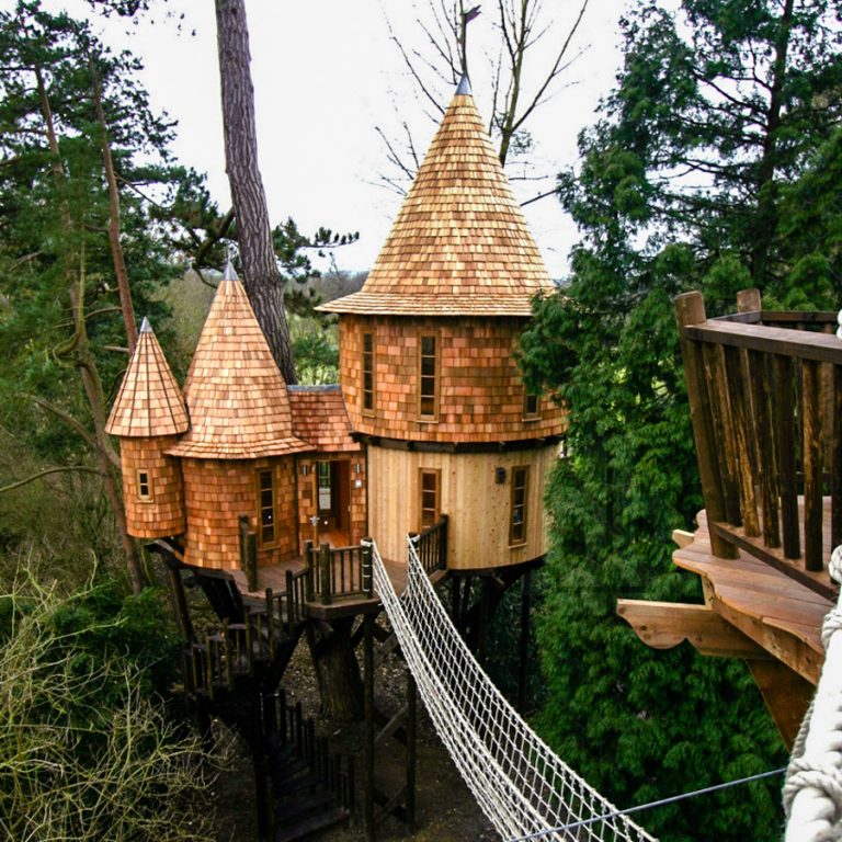This modern family lives in a treehouse with trapdoors and zip lines ...