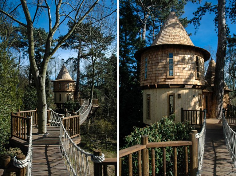 This modern family lives in a treehouse with trapdoors and zip lines ...