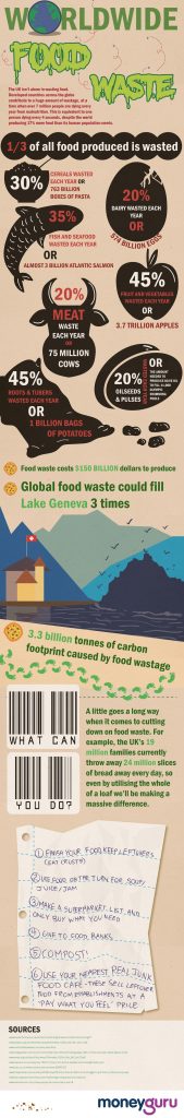 This infographic shows the real cost of wasted food around the world